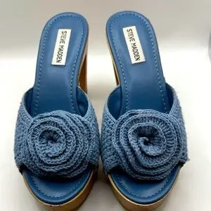 Steve Madden | Shoes | Steve Madden Denim Blue Flower Crochet Platform ...